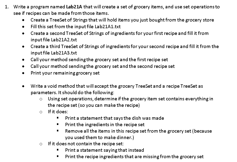 Solved JAVA!!! Eggs Milk Butter Cereal Bread French | Chegg.com