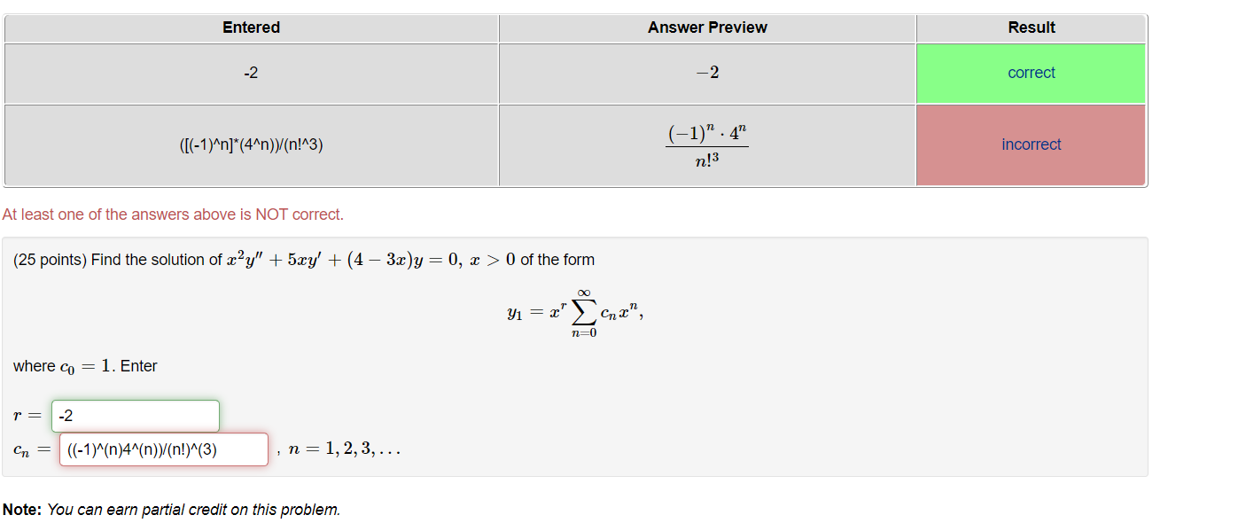 Solved Entered Answer Preview Result -2 -2 correct | Chegg.com