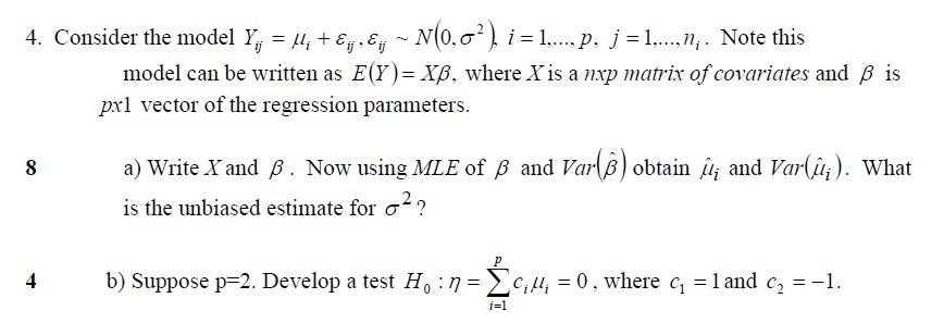 4. Consider the model | Chegg.com