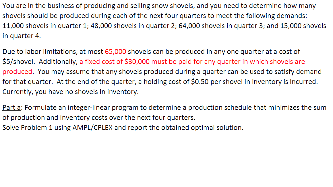 Solve Problem 1 using AMPL/CPLEX and report | Chegg.com