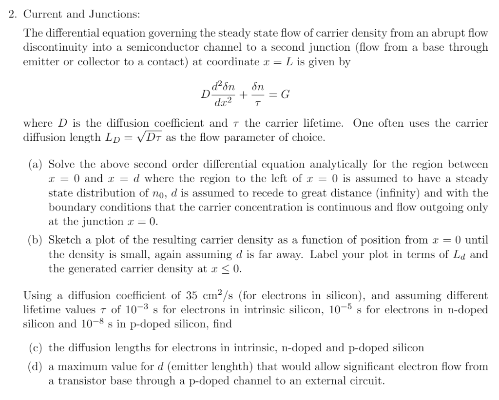 Solved 2. Current and Junctions: The differential equation | Chegg.com