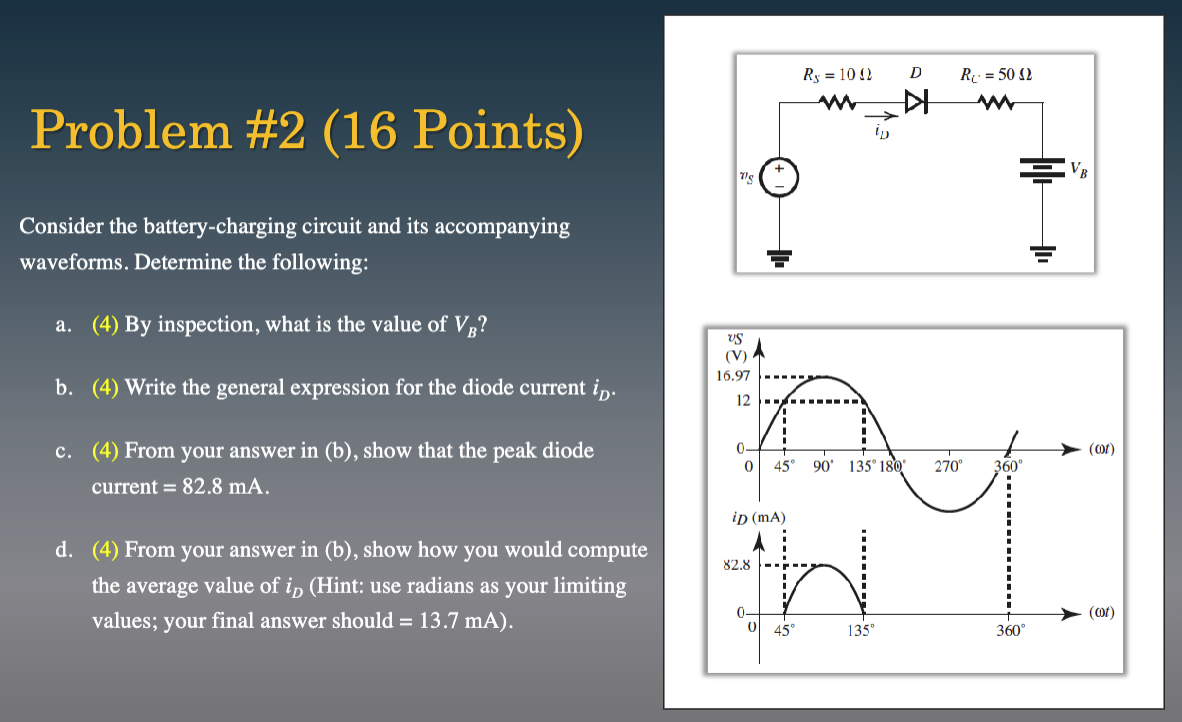 Solved Problem \#2 (16 Points) Consider the battery-charging | Chegg.com
