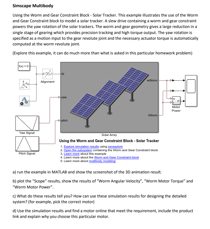Solved Simscape MultibodyUsing the Worm and Gear Constraint | Chegg.com