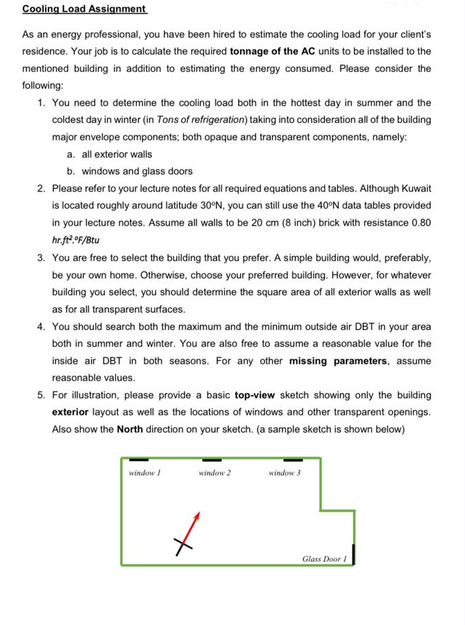 Solved Cooling Load Assignment As an energy professional, | Chegg.com