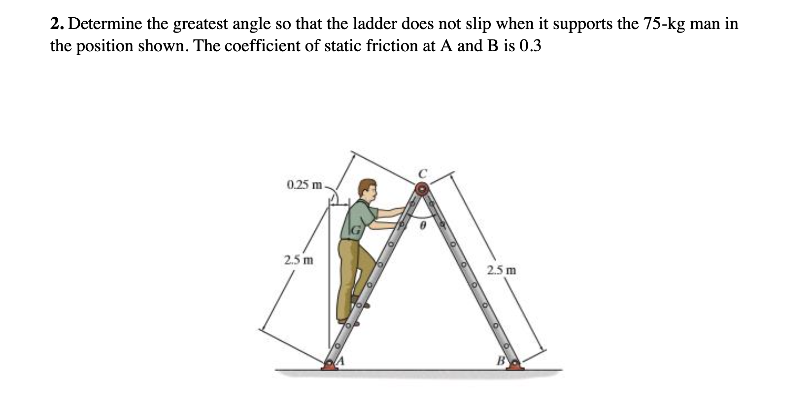 Solved 2. Determine the greatest angle so that the ladder | Chegg.com