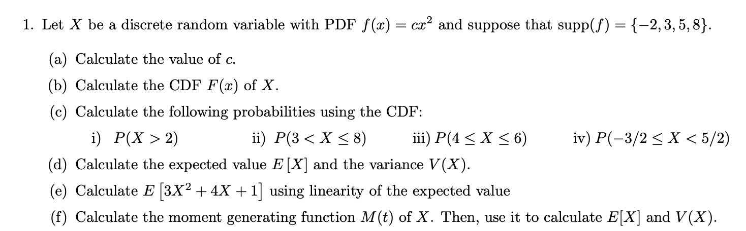 Solved 1. Let X be a discrete random variable with | Chegg.com