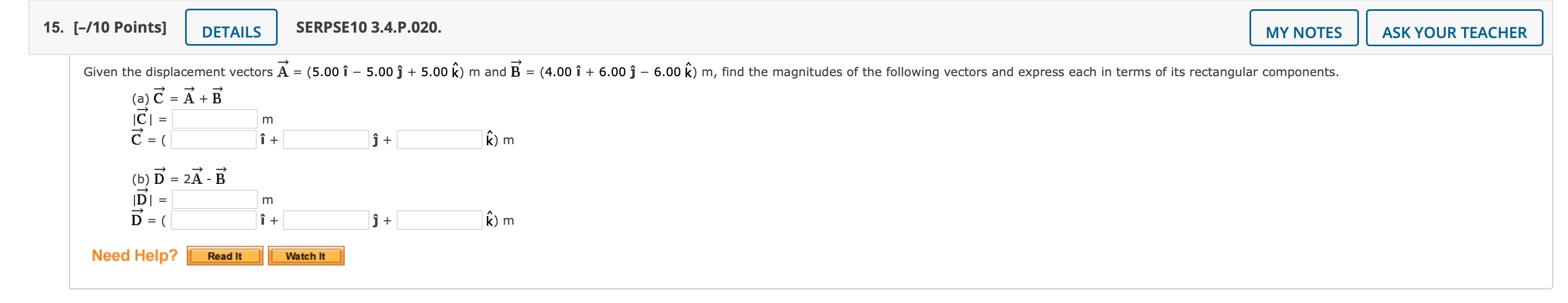 Solved (b) D=2A−B D∣D∣=1D=12A⋅Bi^+j^+k^)m | Chegg.com