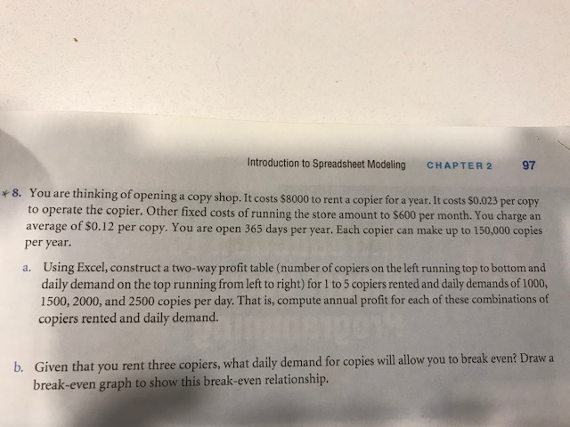 Solved Introduction to Spreadsheet Modeling CHAPTER 2 9 7 | Chegg.com