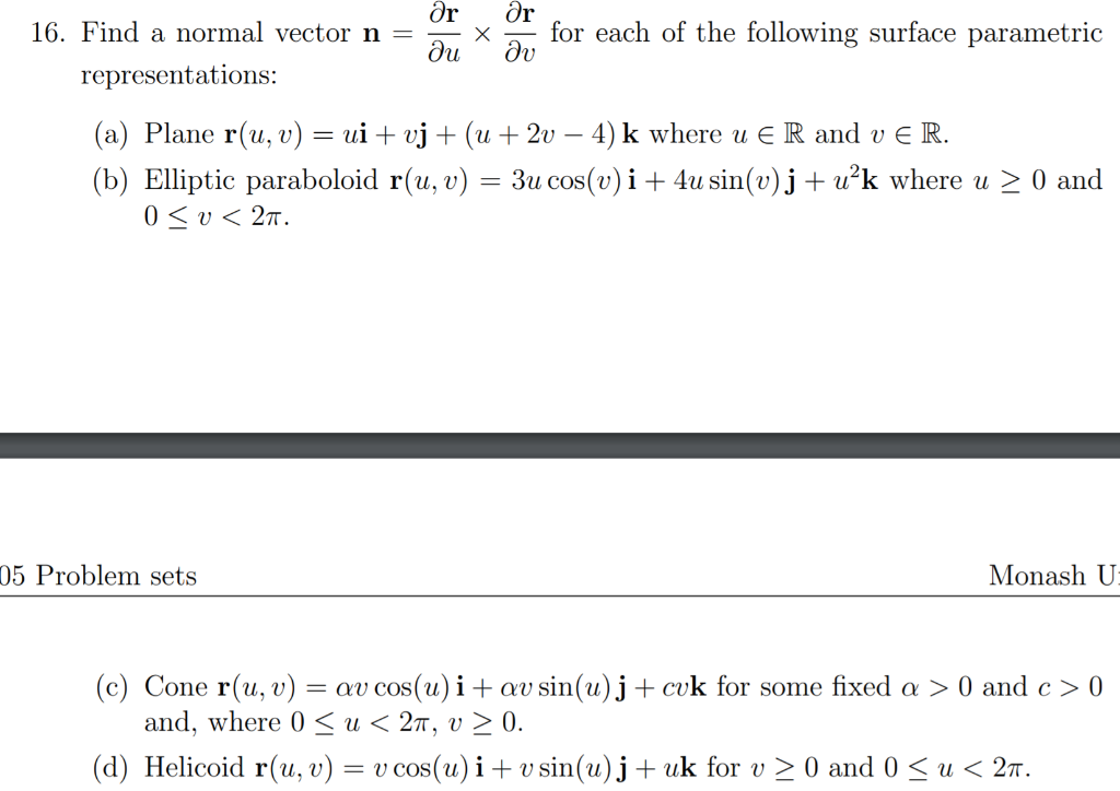 Solved Ər 16. Find a normal vector n = au representations: | Chegg.com