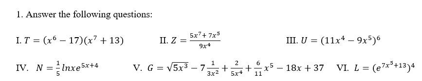1. Answer the following questions: 5x7 + 7x5 I.T = | Chegg.com