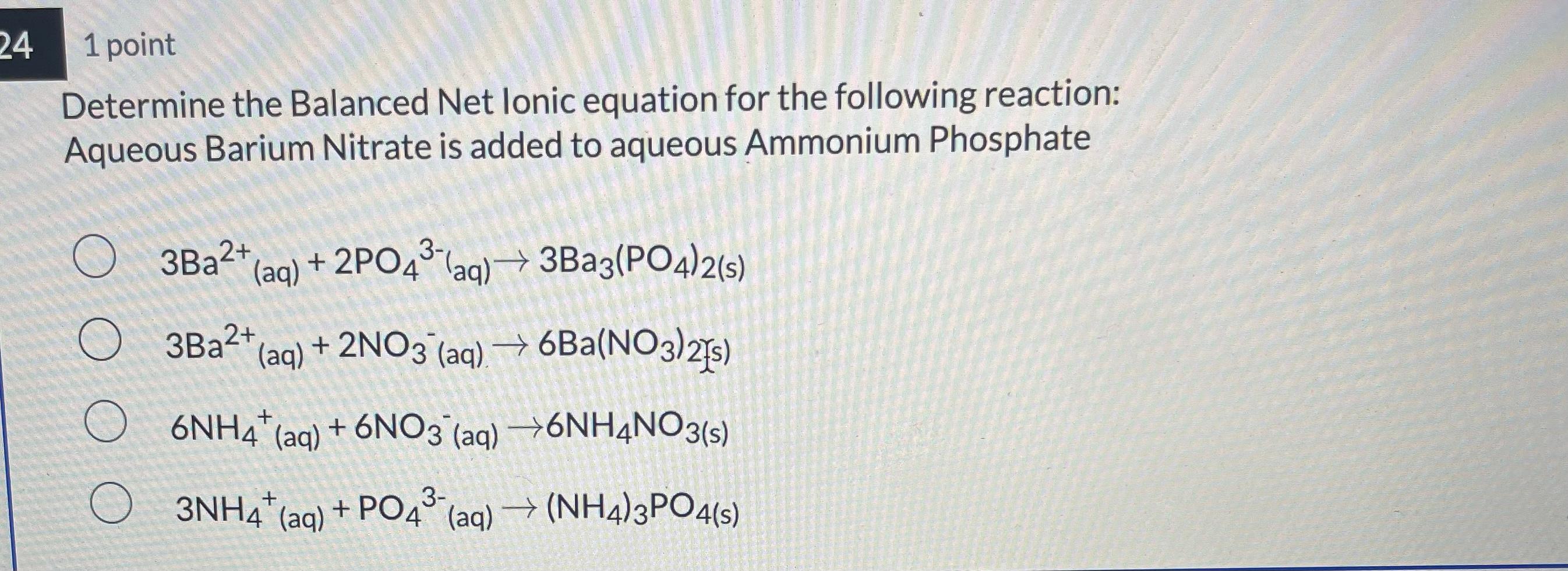 Solved Determine the Balanced Net lonic equation for the | Chegg.com