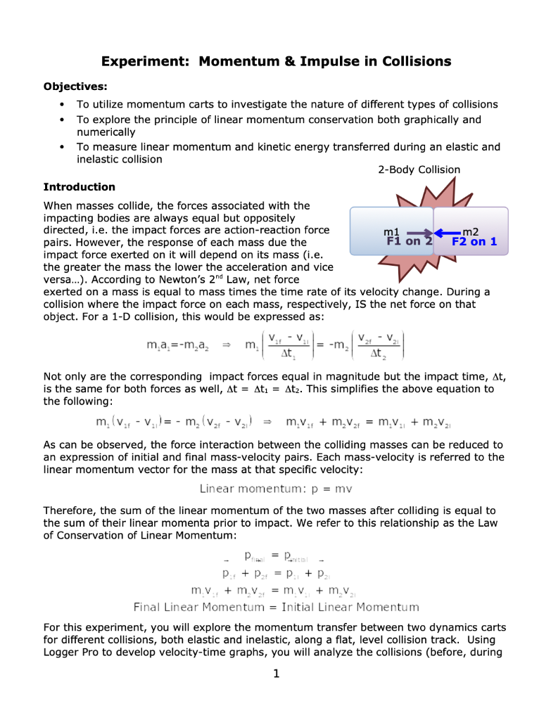 Solved Experiment: Momentum & Impulse in Collisions | Chegg.com
