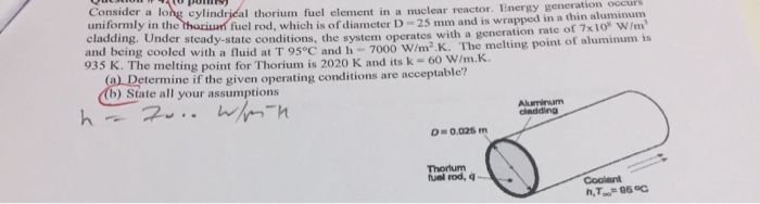 Solved Consider a long cylindrical thorium fuel element in a | Chegg.com