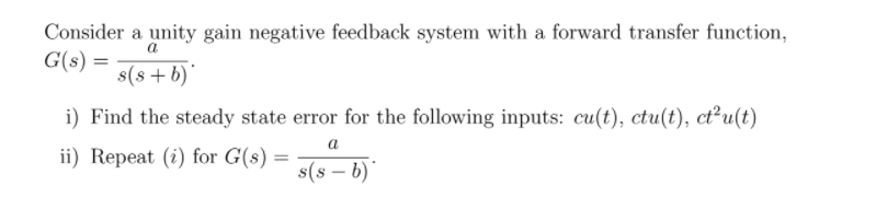 Solved a Consider a unity gain negative feedback system with | Chegg.com