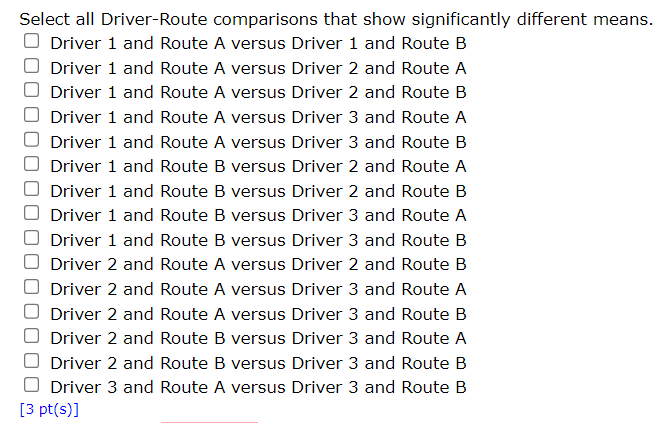Solved different drivers. For each route-driver combination, | Chegg.com