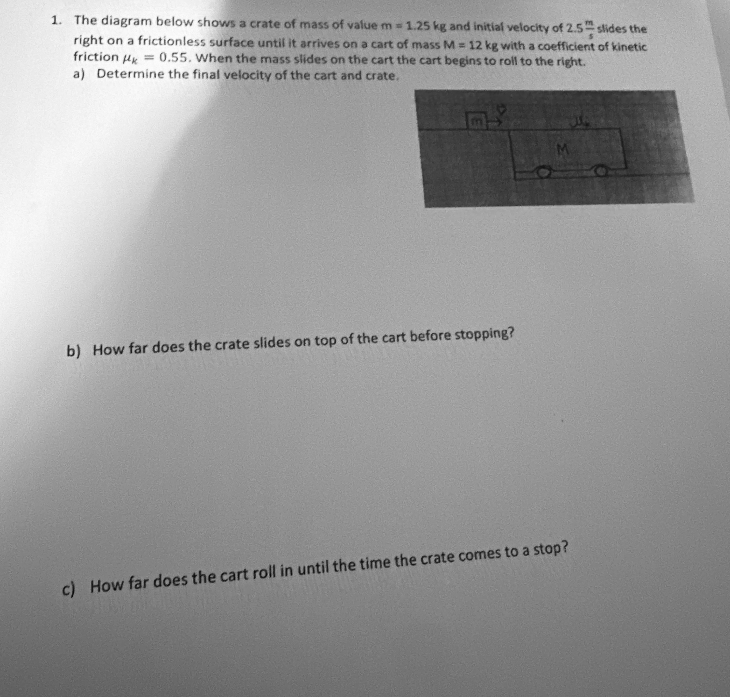 Solved The diagram below shows a crate of mass of value | Chegg.com