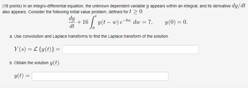 Solved (17 points) For the functions f(t) = et and g(t) = | Chegg.com
