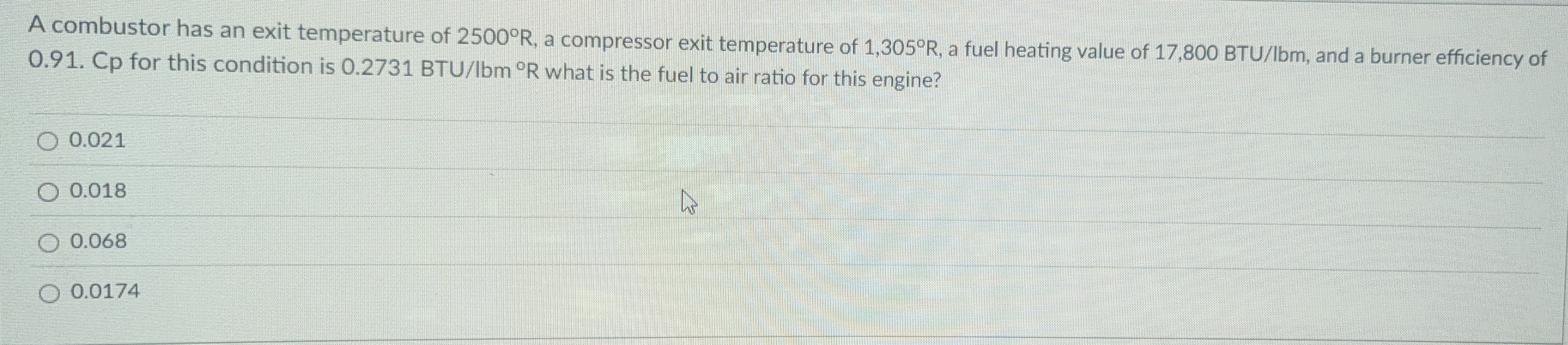 Solved A combustor has an ﻿exit temperature of 2500°R, ﻿a | Chegg.com