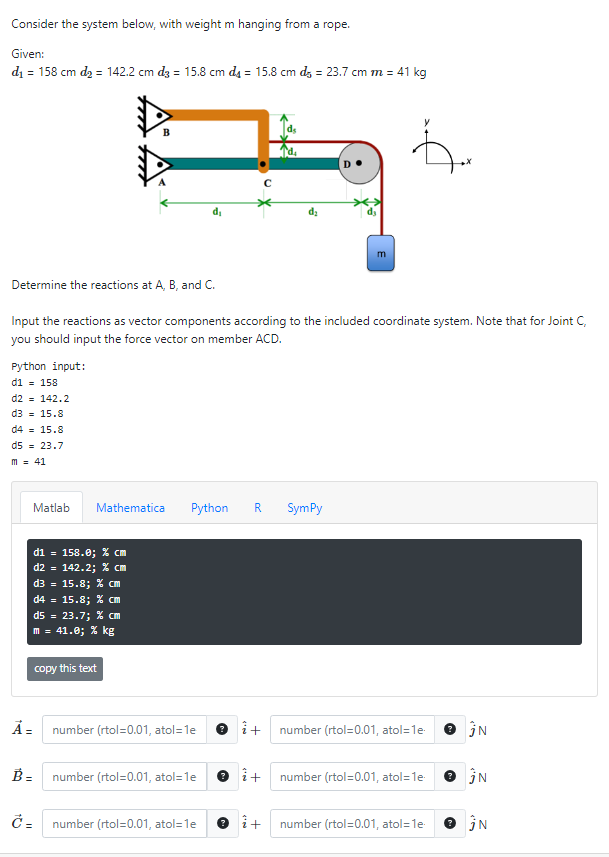 Solved Consider the system below, with weight m hanging from | Chegg.com