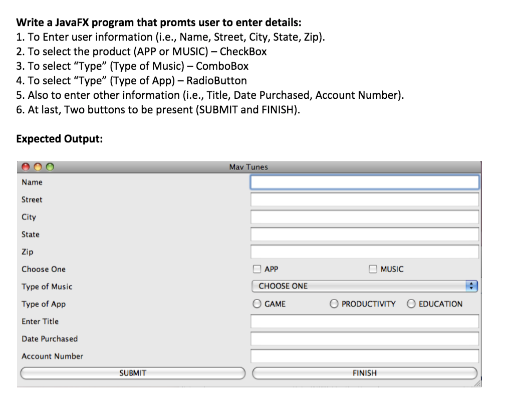 Solved Write a JavaFX program that promts user to enter | Chegg.com