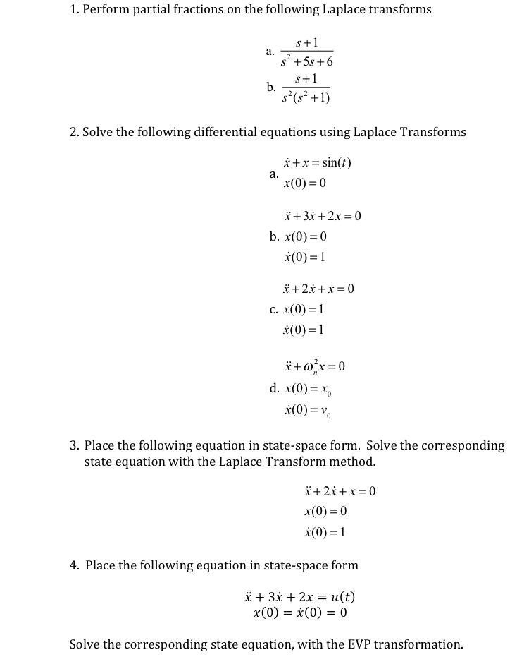 Solved 1. Perform partial fractions on the following Laplace | Chegg.com
