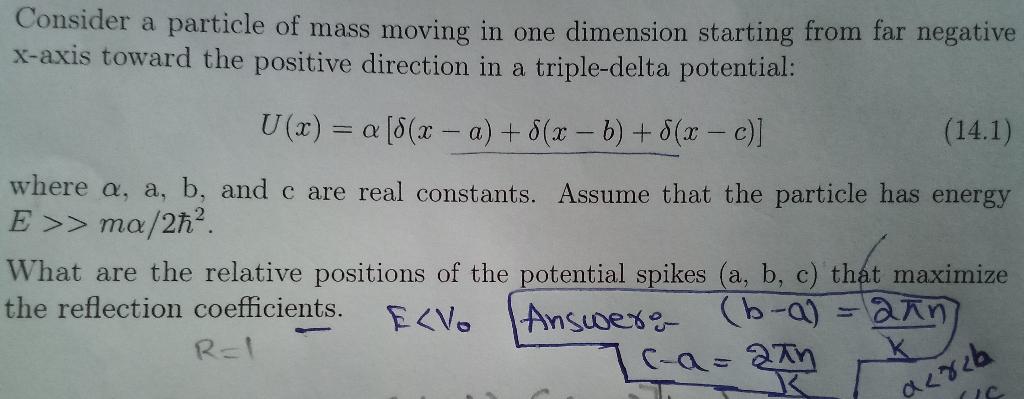 Solved Consider a particle of mass moving in one dimension | Chegg.com