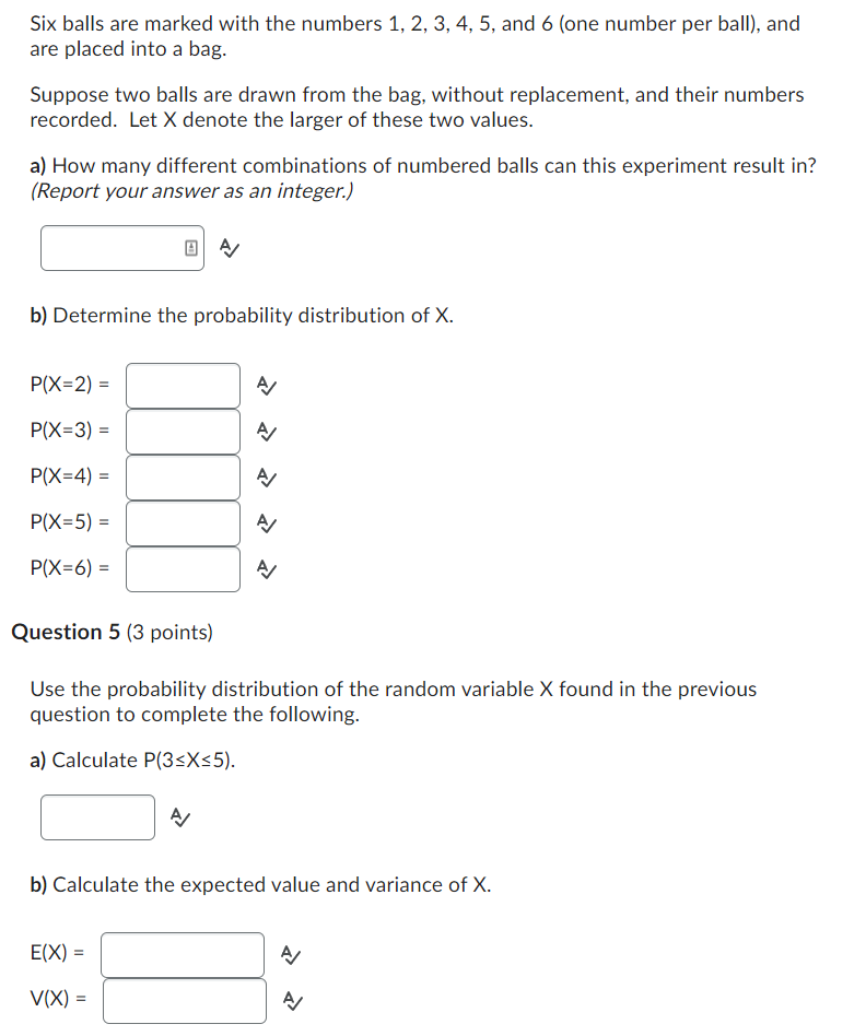 Solved Six balls are marked with the numbers 1,2,3,4,5, and | Chegg.com