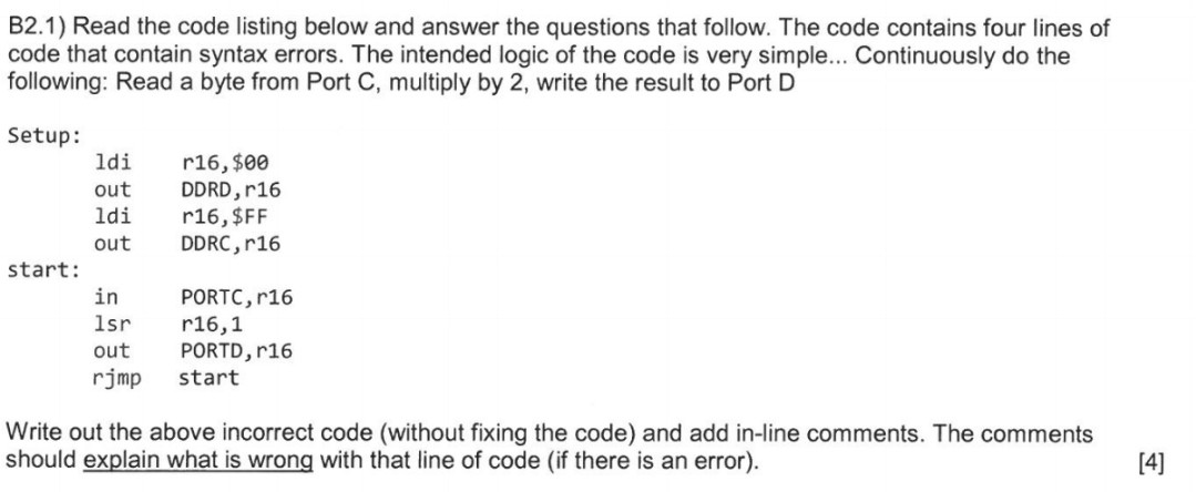 Solved B2.1) ﻿Read the code listing below and answer the | Chegg.com