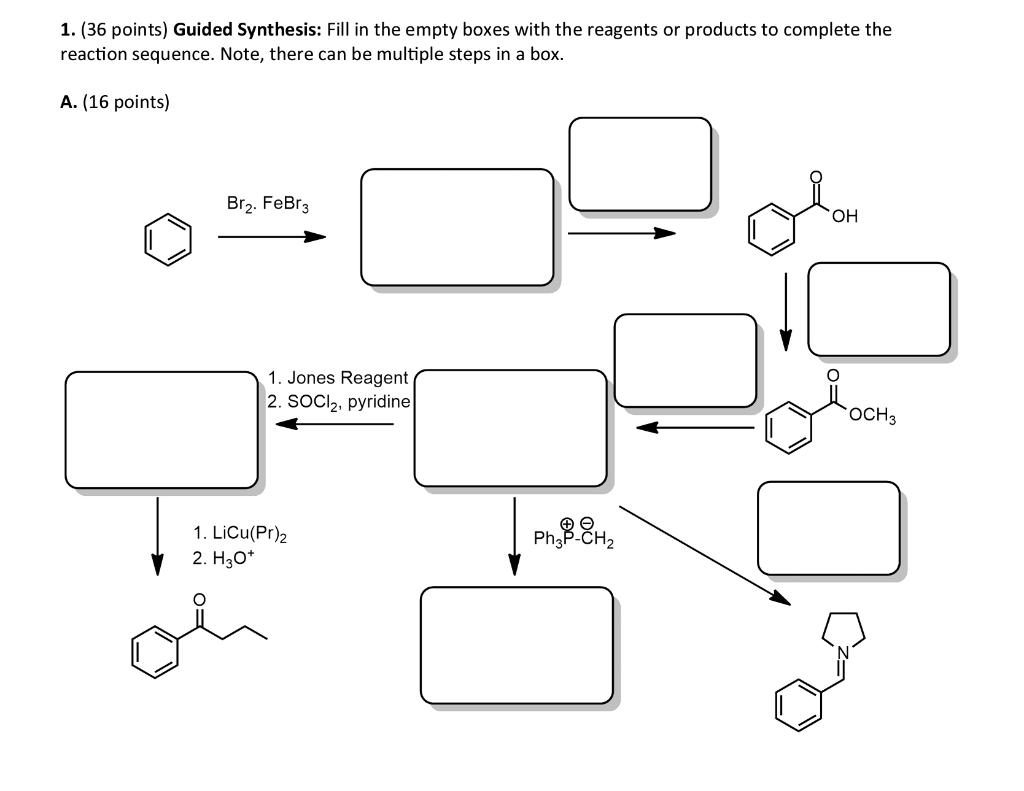Solved 1. (36 points) Guided Synthesis: Fill in the empty | Chegg.com