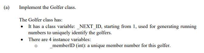 Solved In python: Golfers who want to play a game will need | Chegg.com