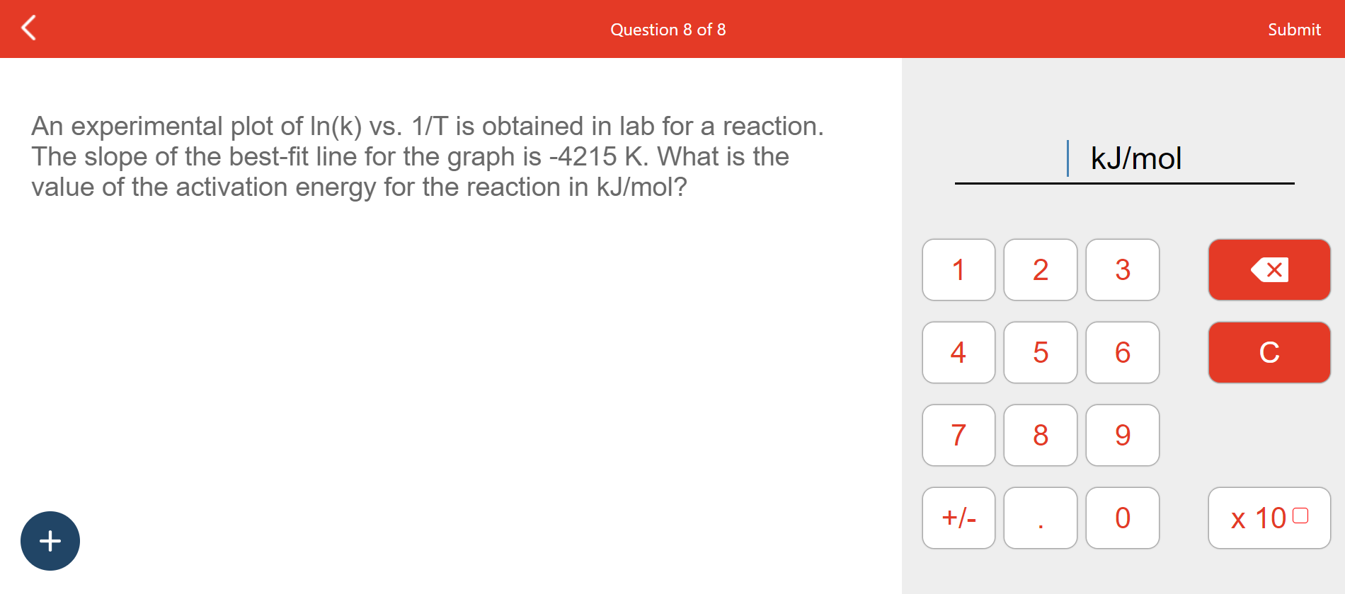 Solved An experimental plot of ln(k) vs. 1/T is obtained in | Chegg.com