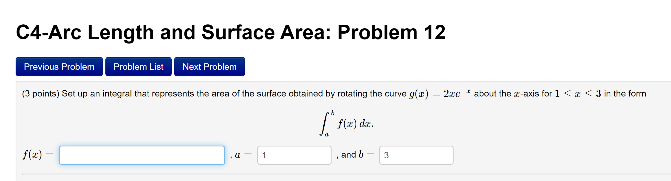 Solved C4-Arc Length and Surface Area: Problem 12 Previous | Chegg.com