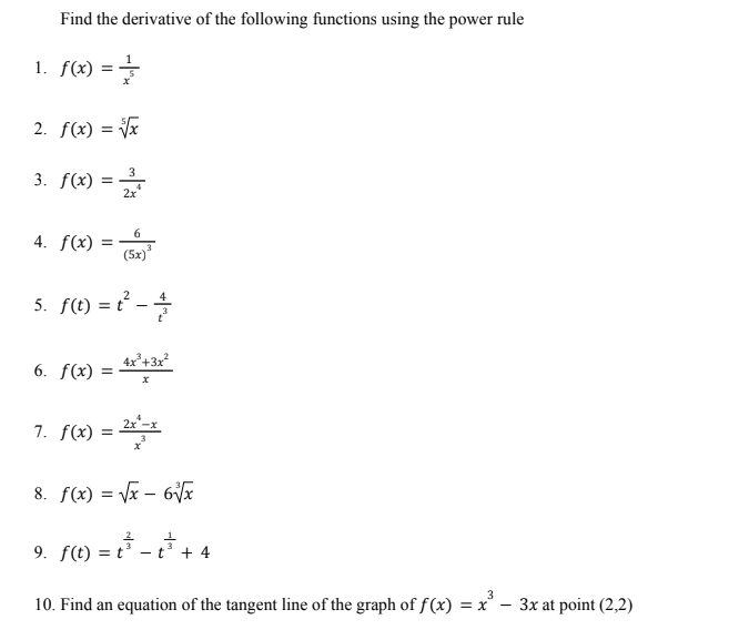 Solved Find the derivative of the following functions using | Chegg.com