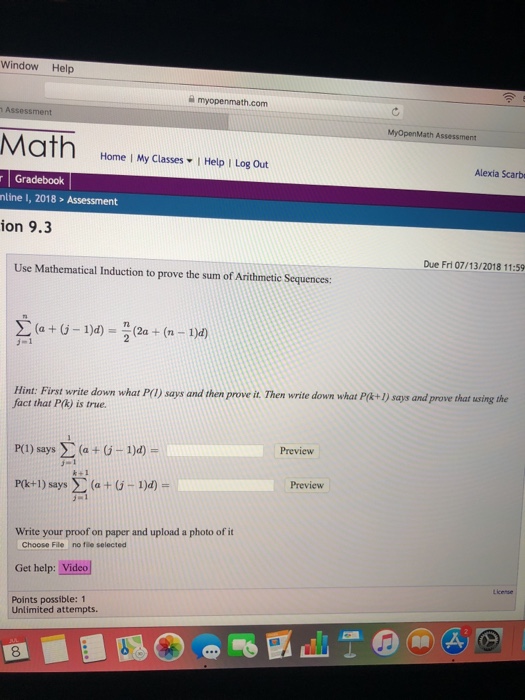 Solved Window Help myopenmath.com th Assessment tion 9.3 Due | Chegg.com