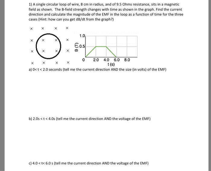 Solved 1) A single circular loop of wire, 8 cm in radius, | Chegg.com