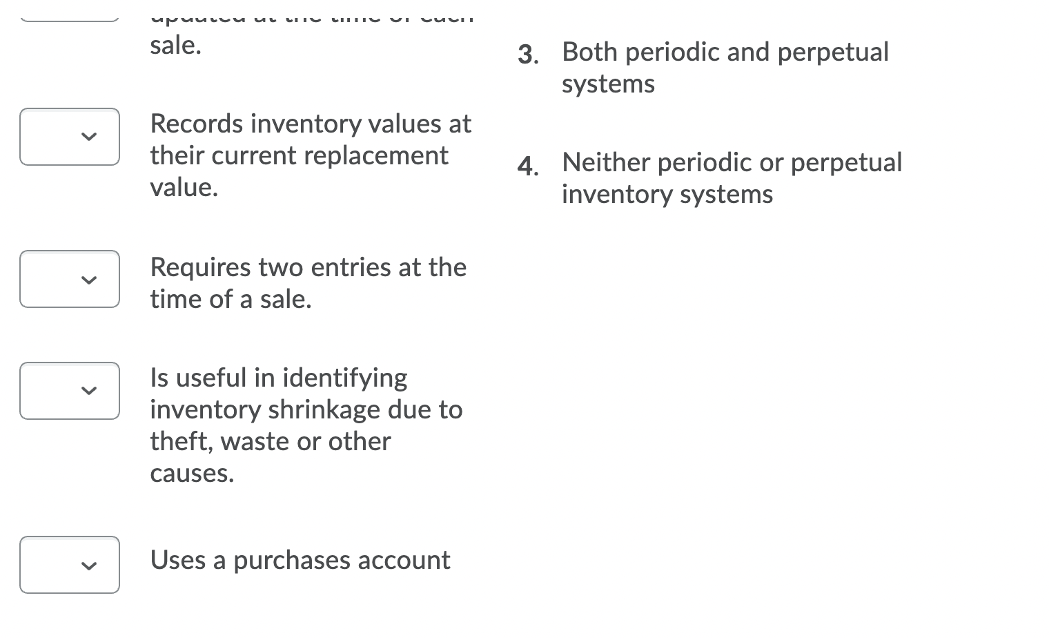 Solved Match the type of inventory system with the | Chegg.com