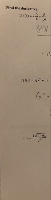 Solved Find the derivative. 64) 2) fox)-x7+5x (,'ャ 1 6x | Chegg.com