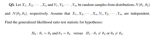 Solved Q5. Let X1,X2,⋯,Xn and Y1,Y2,⋯,Ym be random samples | Chegg.com