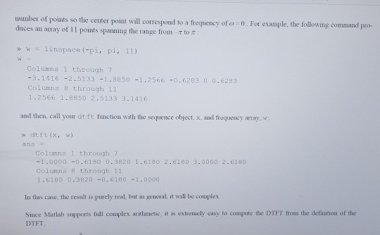 Solved 4.3.3 DTFT Next, you will write a function to perform | Chegg.com