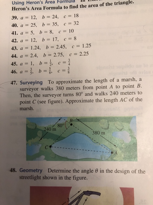 Solved Using Heron's Area FormulI D Heron's Area Formula to | Chegg.com