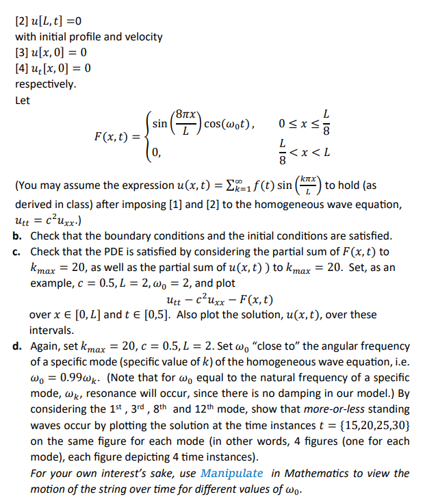 Solved WAVE equation In this question we attempt to model | Chegg.com