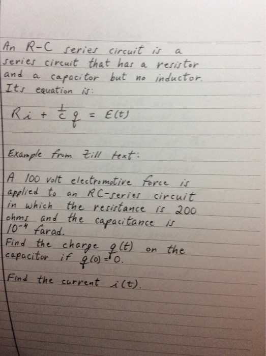Solved An R - C Series circuit is a series circuit that has | Chegg.com