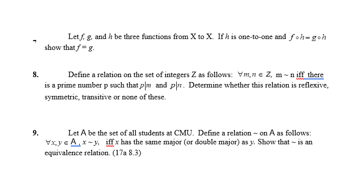 Solved Let f,g, and h be three functions from X to X. If h | Chegg.com