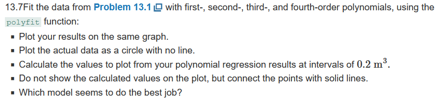 Solved 13.7Fit the data from Problem 13.1 with first-, | Chegg.com