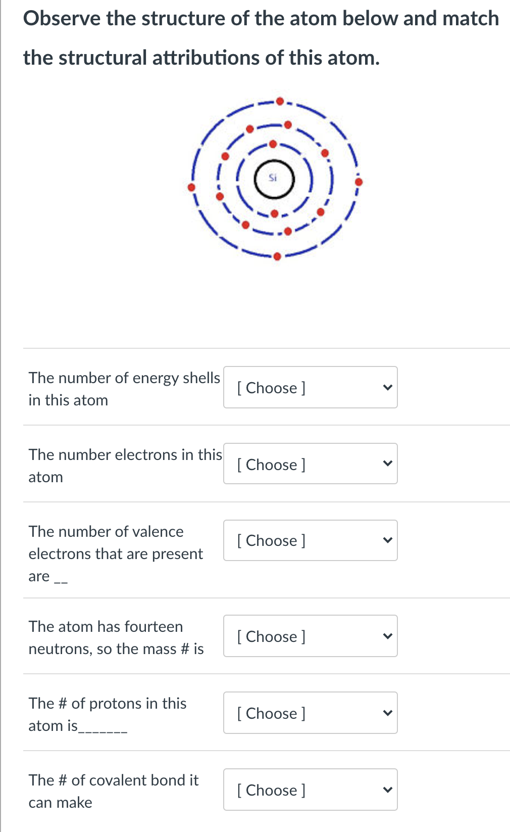 Solved Observe the structure of the atom below and match the | Chegg.com