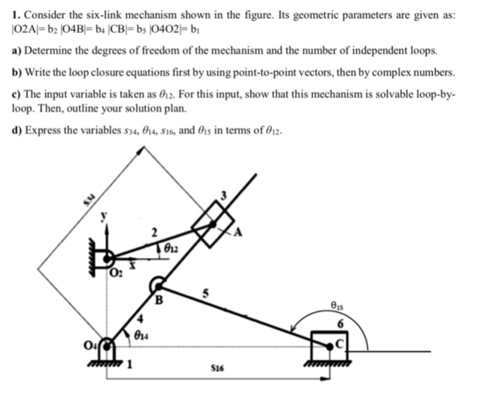 1. Consider the six-link mechanism shown in the | Chegg.com