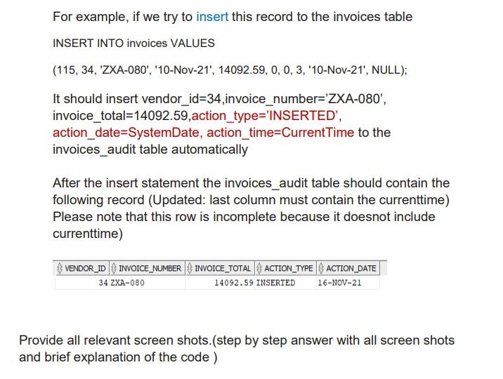 Solved CREATE TABLE invoices ( invoice_id | Chegg.com