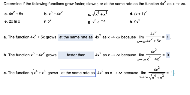 Solved Determine if the following functions grow faster, | Chegg.com