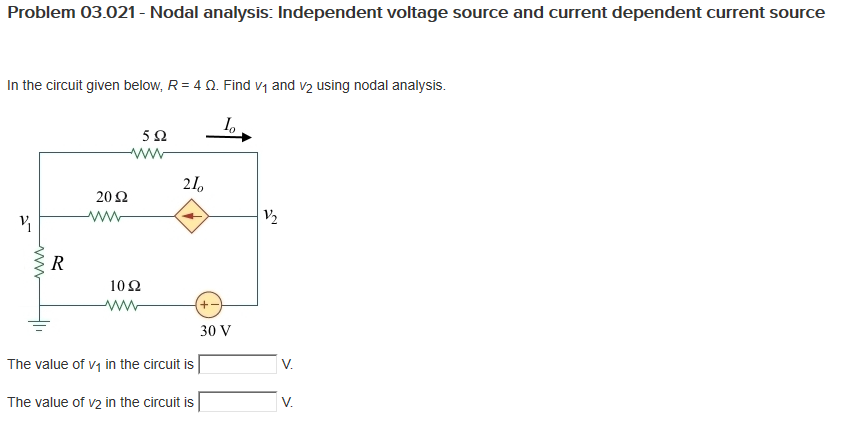 Solved Problem 03.021 - Nodal analysis: Independent voltage | Chegg.com