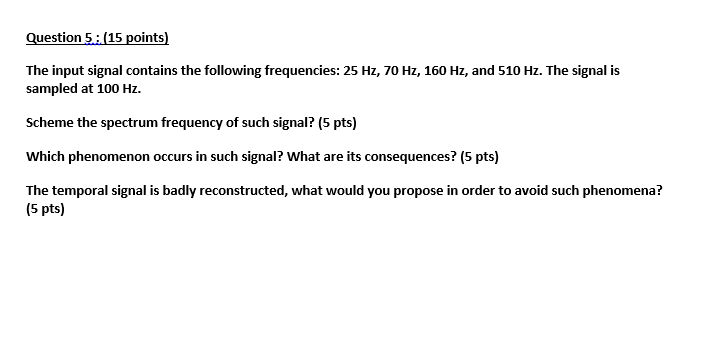 Solved Question 5:(15 points) The input signal contains the | Chegg.com